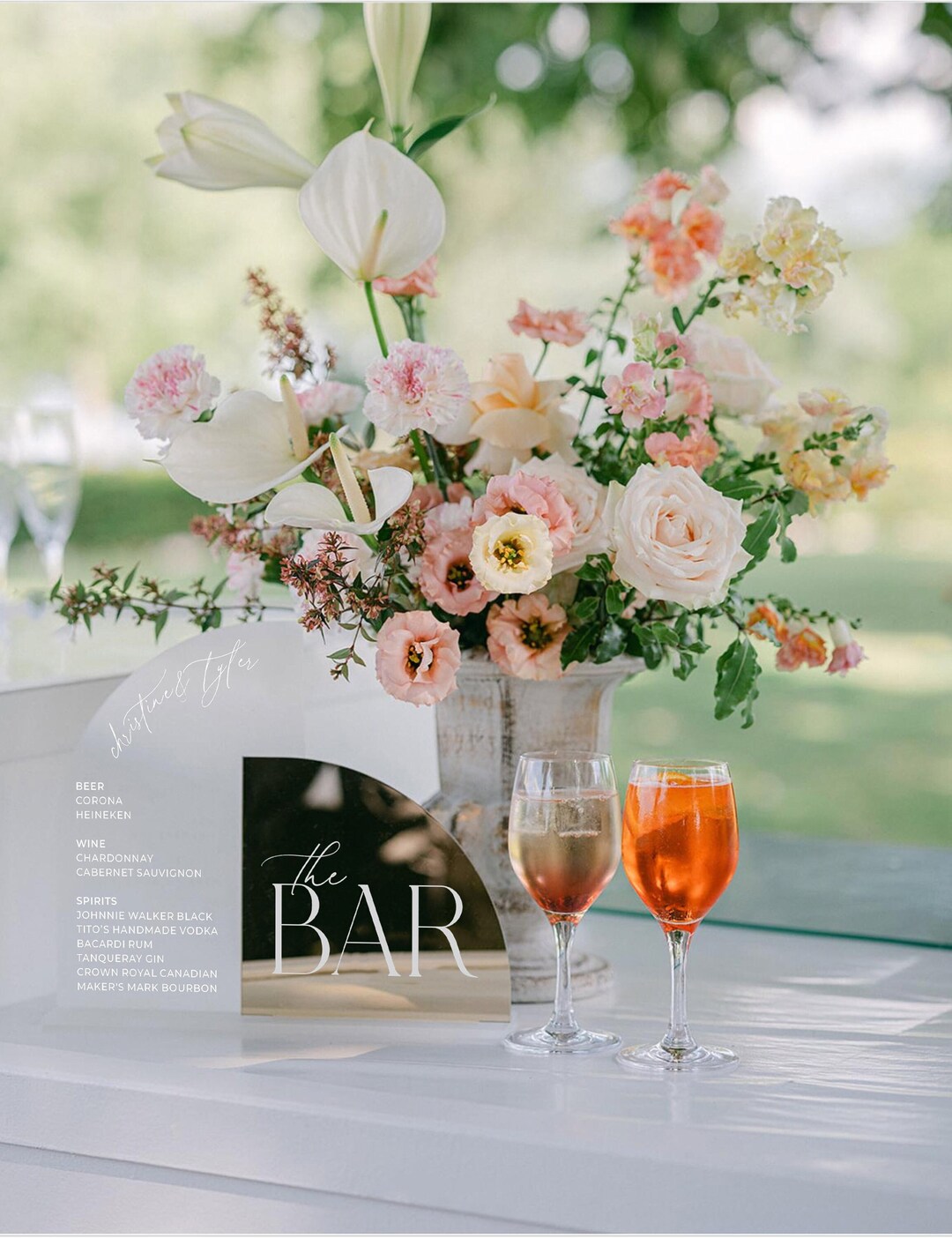 Wedding Bar Sign Gold Mirror Arched Bar Menu Wedding Reception Bar ...