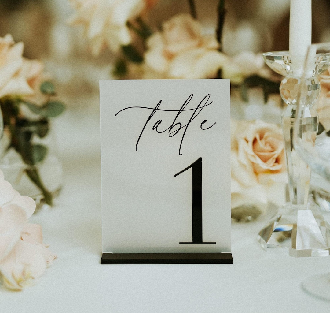 Acrylic Table Numbers - Wedding Table Signs With 3D Black Numbers ...