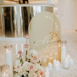 Gold Mirror Arched Welcome Sign - Wedding Sign - Mirror Wedding Signage ...