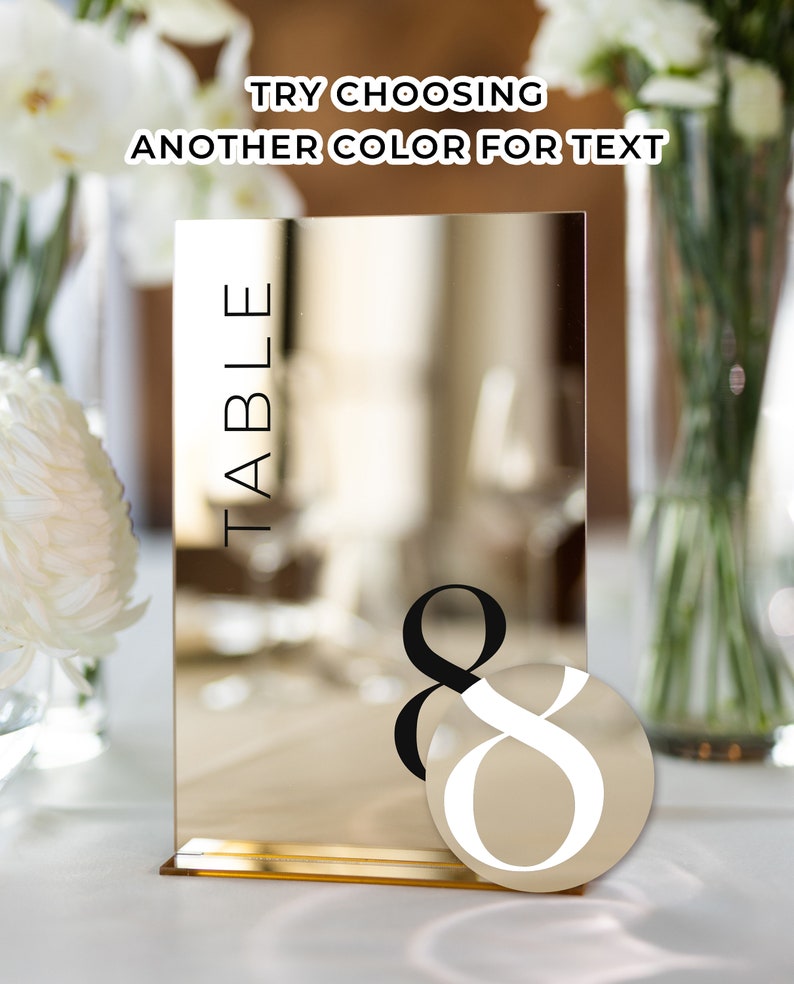 Gold Mirrored Table Numbers Wedding Table Numbers Table - Etsy