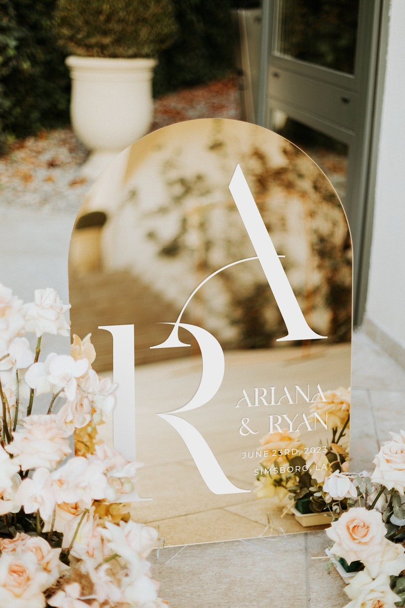 Arched Welcome Sign Gold Mirror Wedding Sign Modern - Etsy