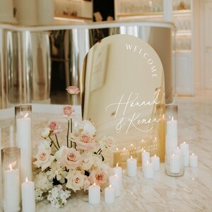 Gold Mirror Arched Welcome Sign - Wedding Sign - Mirror Wedding Signage ...
