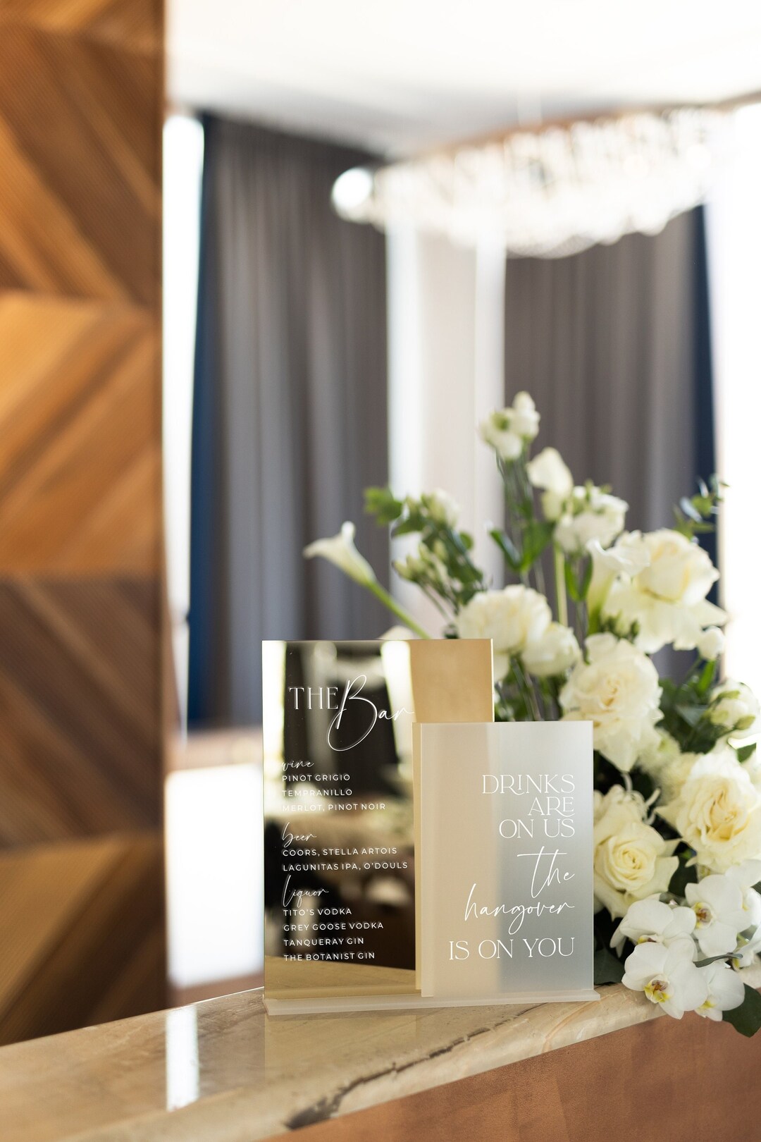 Wedding Bar Sign Acrylic Bar Sign Wedding Decoration Gold Mirror ...