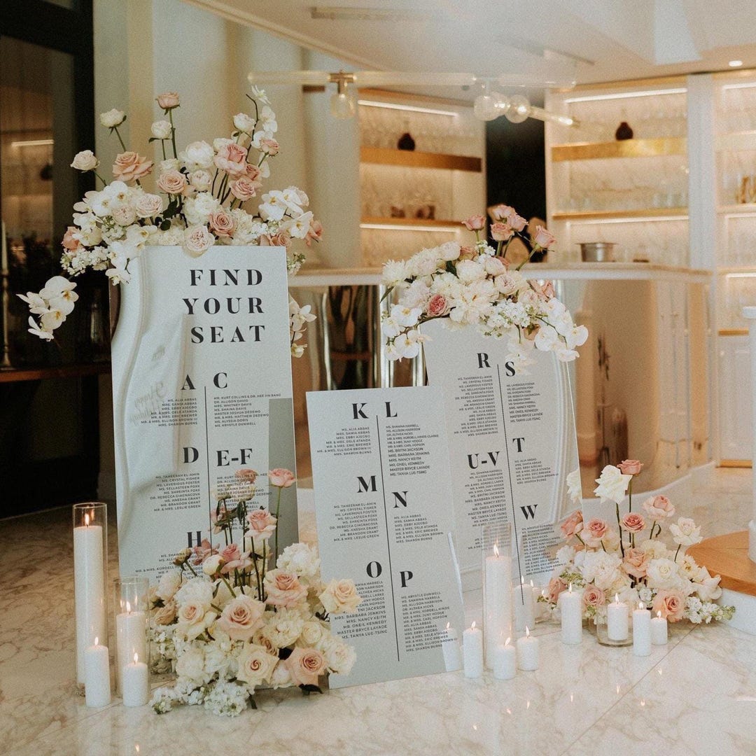 Silver Mirror Acrylic Wedding Seating Chart: Custom Table Assignment - Etsy