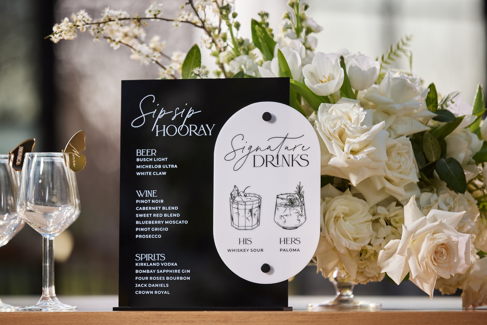 Wedding Bar Menu Signature Drinks Sign Bar Sign Black Acrylic and White ...