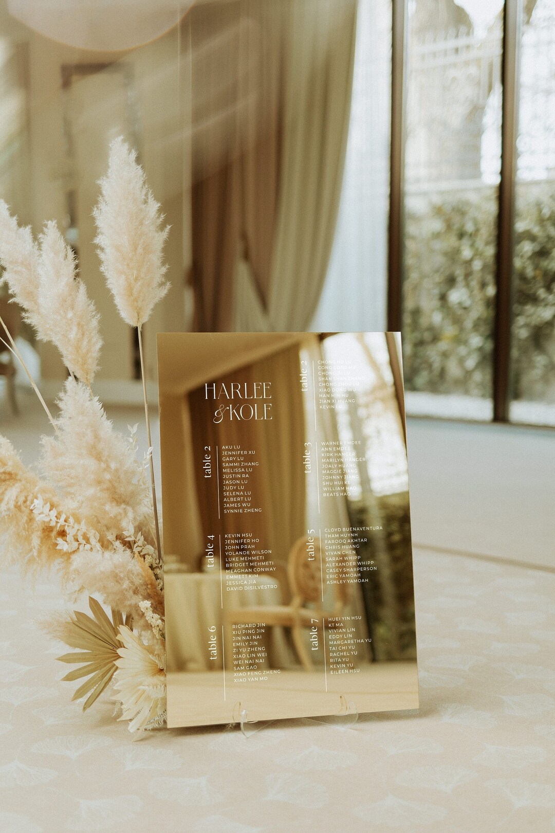 Wedding Seating Chart - Gold Mirror Seating Plan - Wedding Table Plan ...