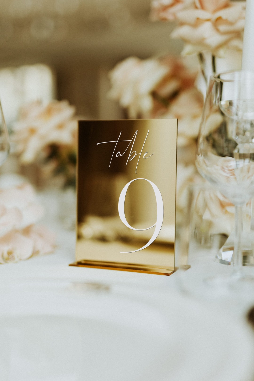 Gold Acrylic Table Numbers - Wedding Table Numbers With Stands - Gold ...