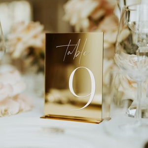 Gold Acrylic Table Numbers - Wedding Table Numbers With Stands - Gold ...