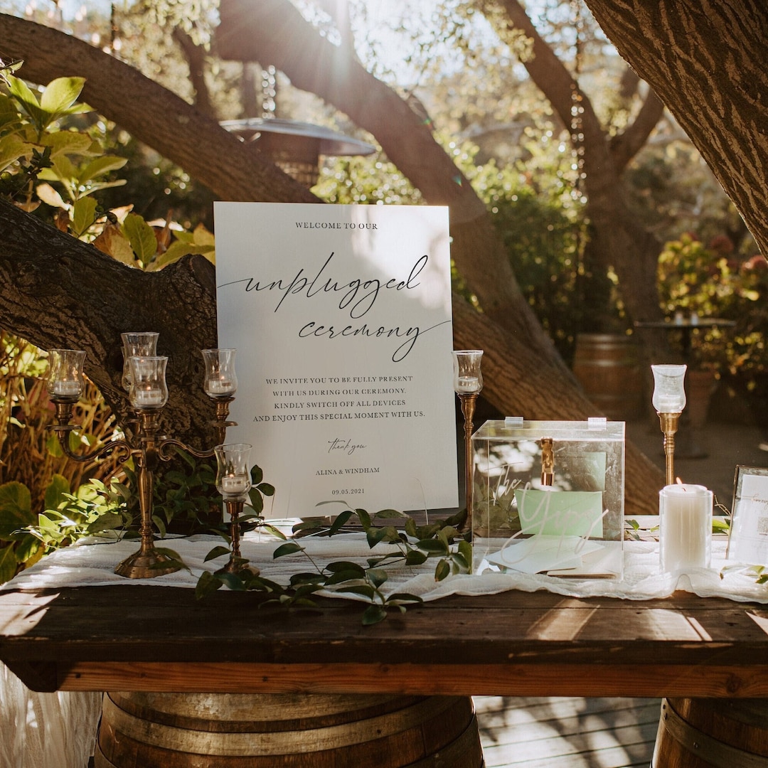 Unplugged Wedding Sign Frosted Wedding Sign Custom Unplugged Sign ...