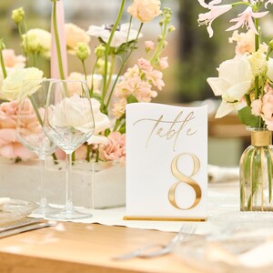 Wedding Table Numbers - White Acrylic 3D Gold Mirror Table Signs ...