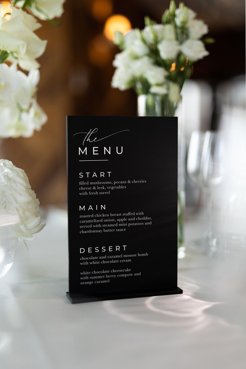 Wedding Menu Sign Wedding Table Decor Black Menu Sign - Etsy