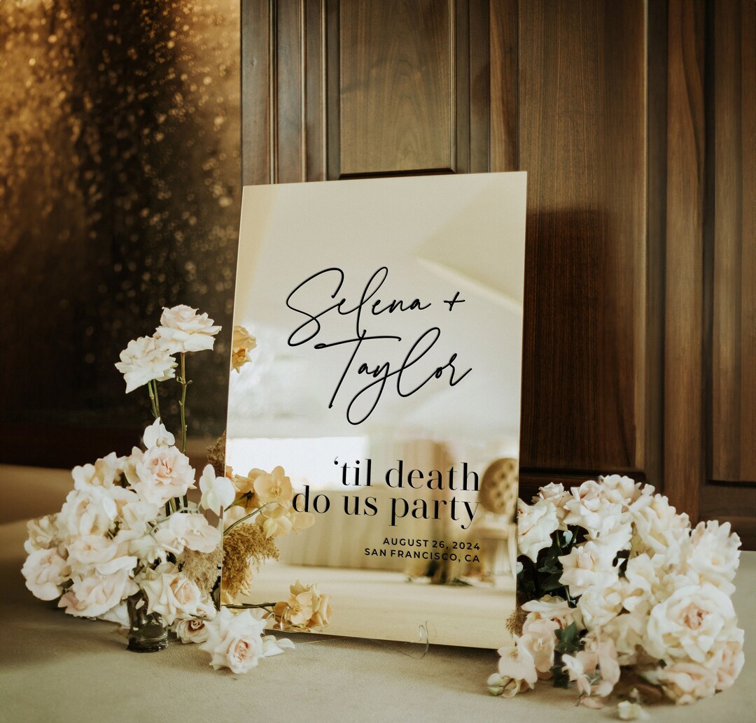 Mirror Welcome Sign Gold Wedding Signs Reception Decorations Wedding ...