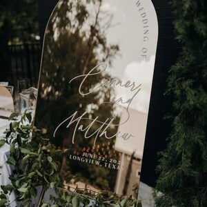 Gold Mirror Arched Welcome Sign - Wedding Sign - Mirror Wedding Signage ...