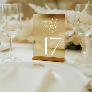 Gold Acrylic Table Numbers - Wedding Table Numbers With Stands - Gold ...