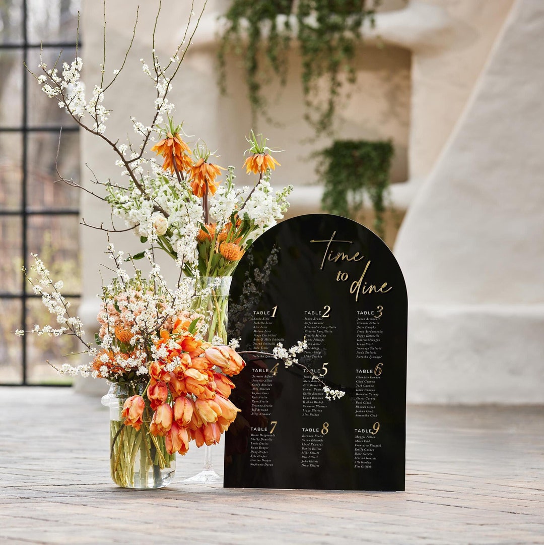 Seating Chart Sign - Wedding Seating Plan - Black Acrylic Seating Chart ...