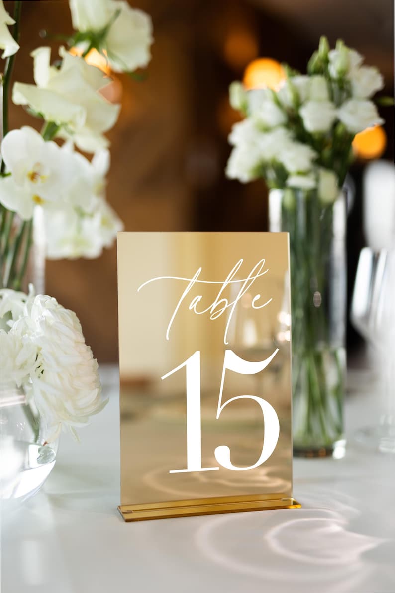 Gold Mirror Table Numbers - Wedding Table Signs - Wedding Table Decor ...