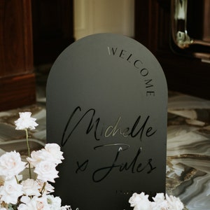 Arched Black Matte Wedding Sign Wedding Welcome Sign Reception Signage ...