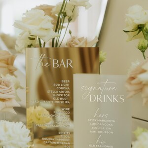 Acrylic Bar Sign - Signature Drinks Sign - His and Hers Drinks ...