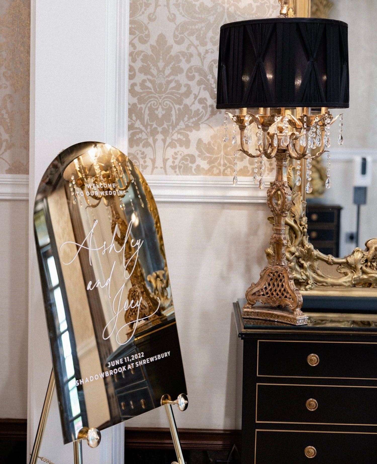 Arched Wedding Sign Gold Mirror Welcome Sign Wedding - Etsy UK