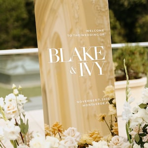 Gold Mirror Acrylic Wedding Welcome Sign - Wedding Reception Sign ...