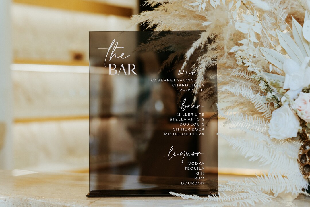 Smokey Black Bar Sign Wedding Bar Sign Wedding Signage Wedding ...