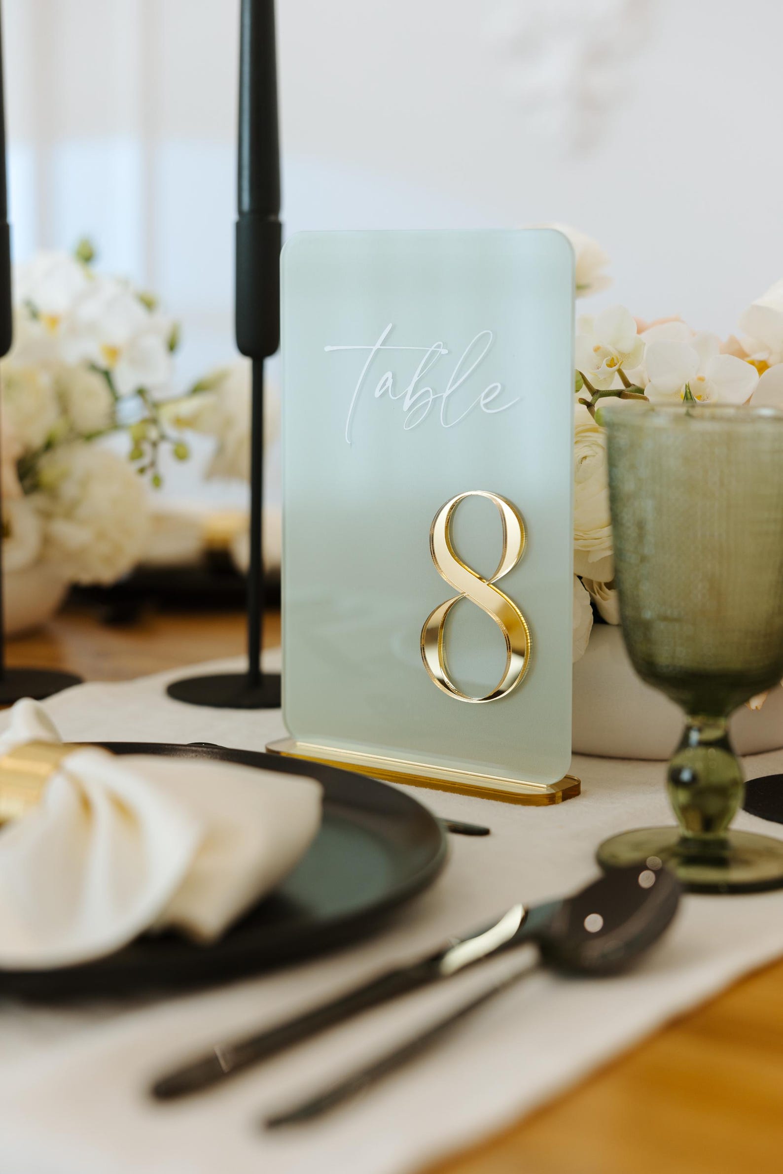 Wedding Table Numbers - Sage Acrylic Wedding Table Signs - Modern Table ...