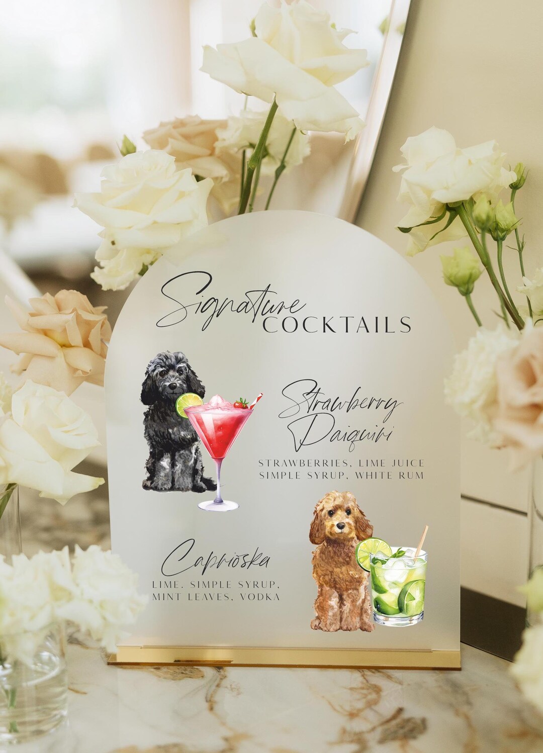 Wedding Dog Signature Drink - Acrylic Dog Bar Sign - Pet Signature ...