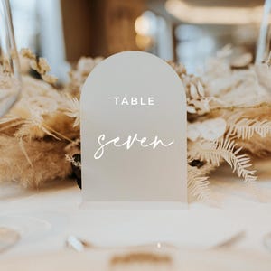 Frosted Acrylic Arched Table Numbers - Wedding Reception Table Decor ...