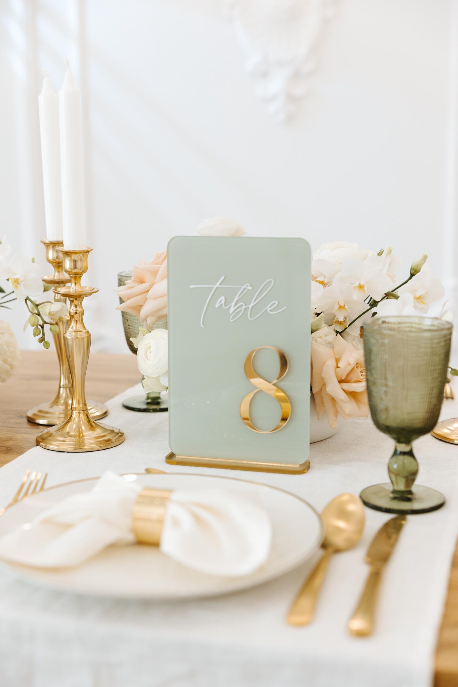 Wedding Table Numbers - Sage Acrylic Wedding Table Signs - Modern Table ...