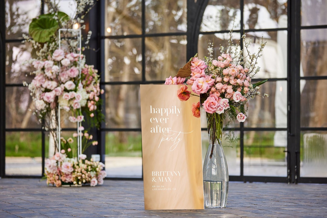 Acrylic Welcome Sign happily Ever After Party Quote Gold Mirror Acrylic ...