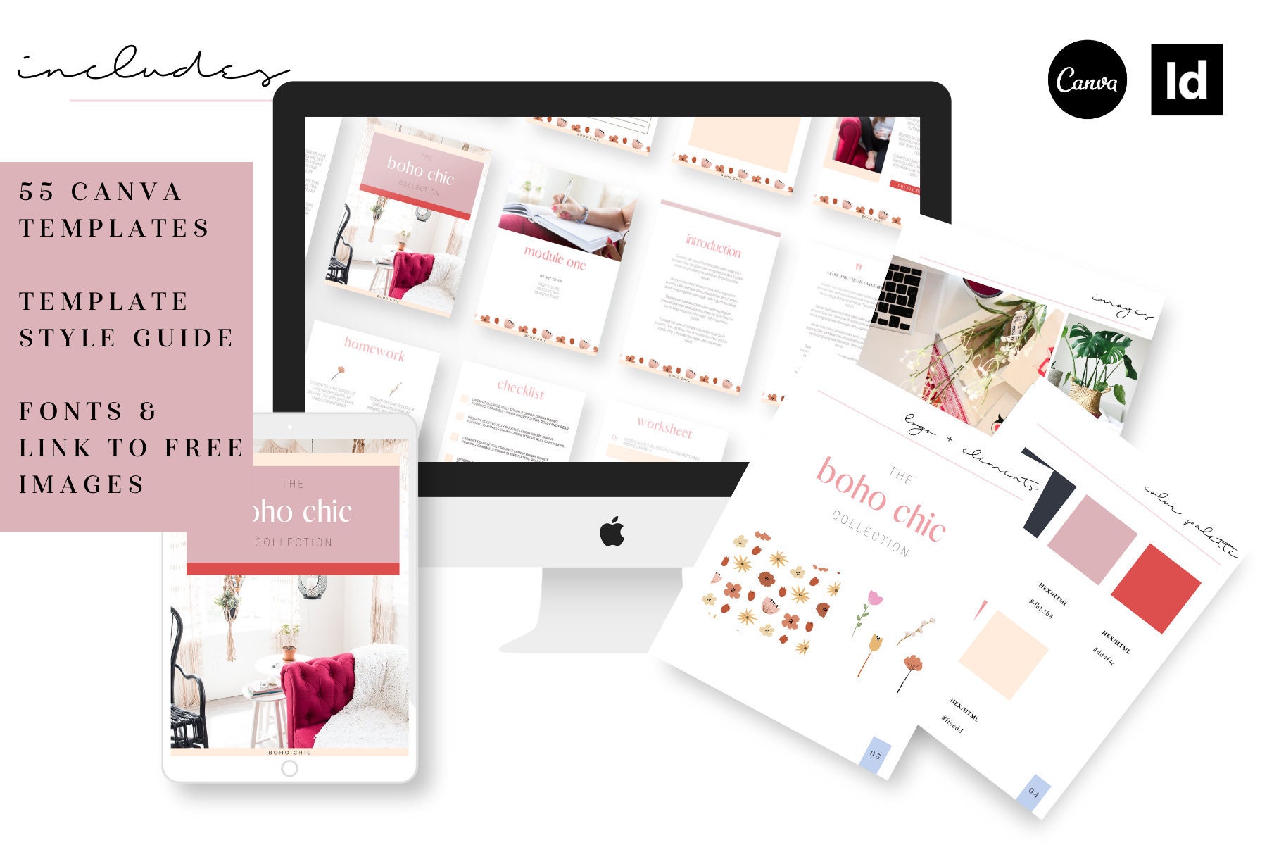 BUNDLE Boho Chic Canva Templates Canva Template Workbook - Etsy