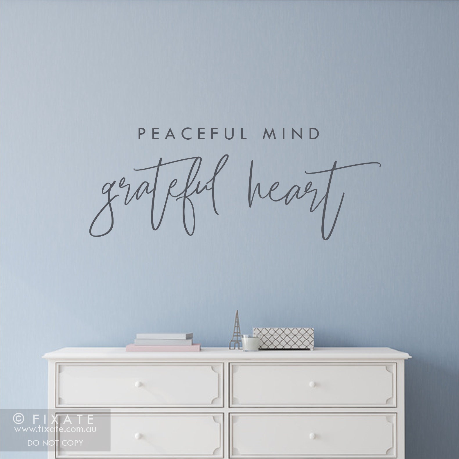 Peaceful Mind Grateful Heart Vinyl Wall Decal Quote Meditation | Etsy