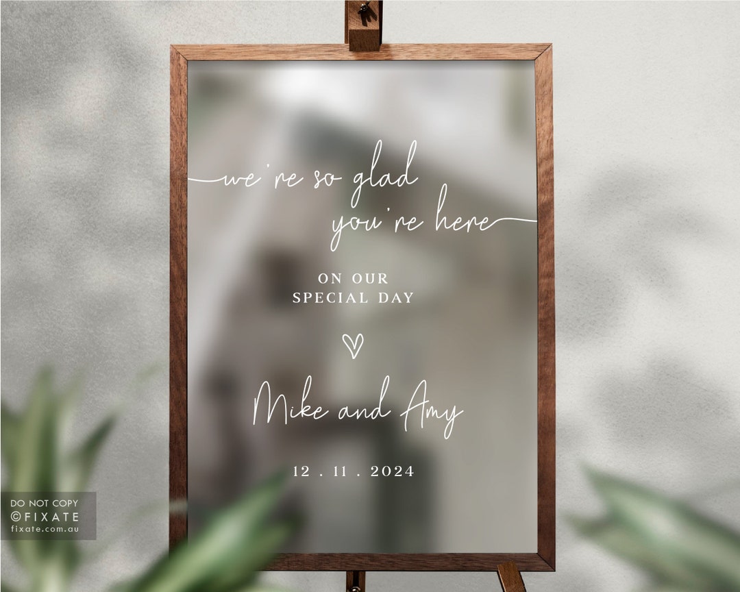 We're so Glad You're Are Here Wedding Welcome Mirror Decal Personalised ...