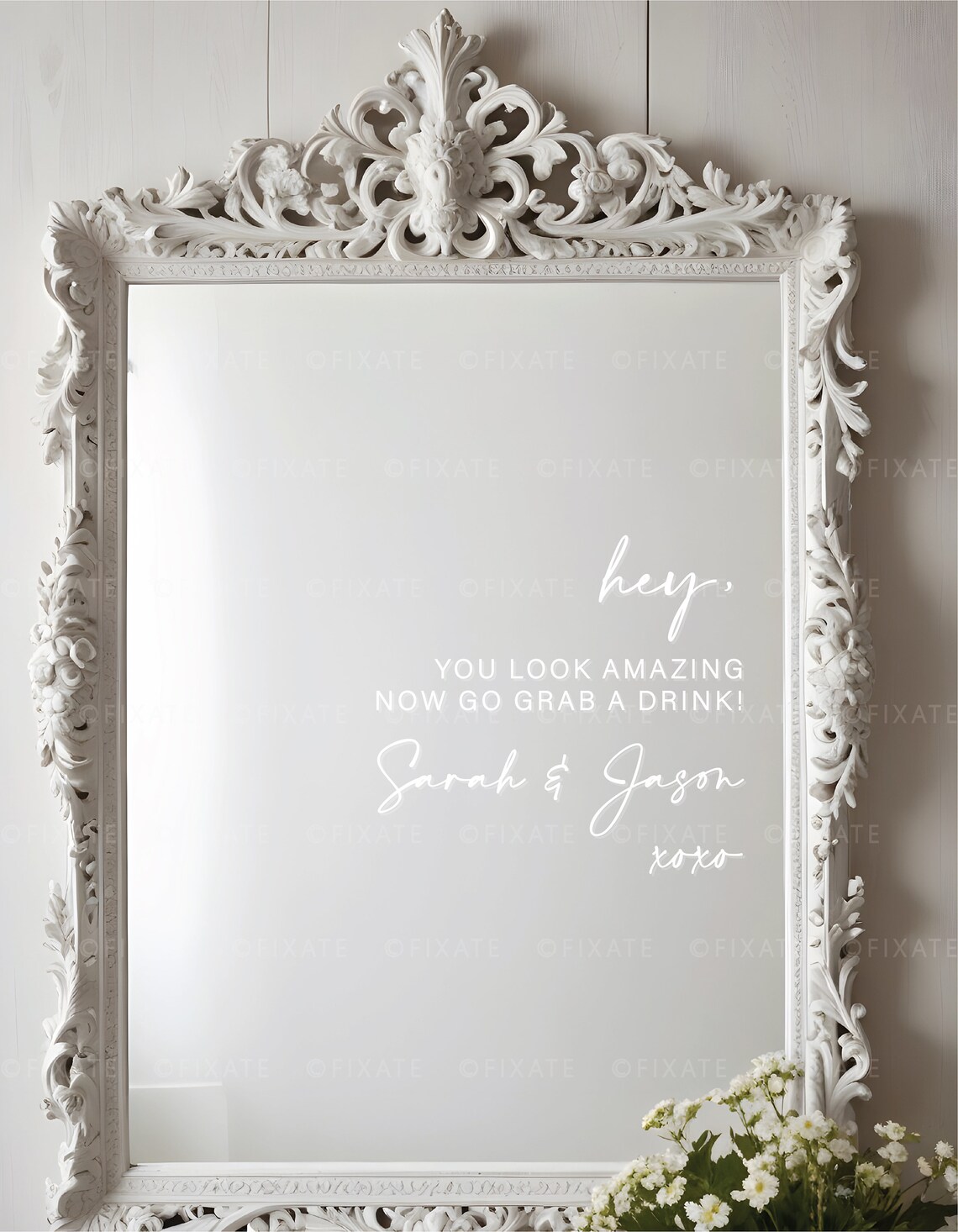 Hey, You Look Amazing Now Go Grab A Drink Custom Wedding Mirror Decal ...