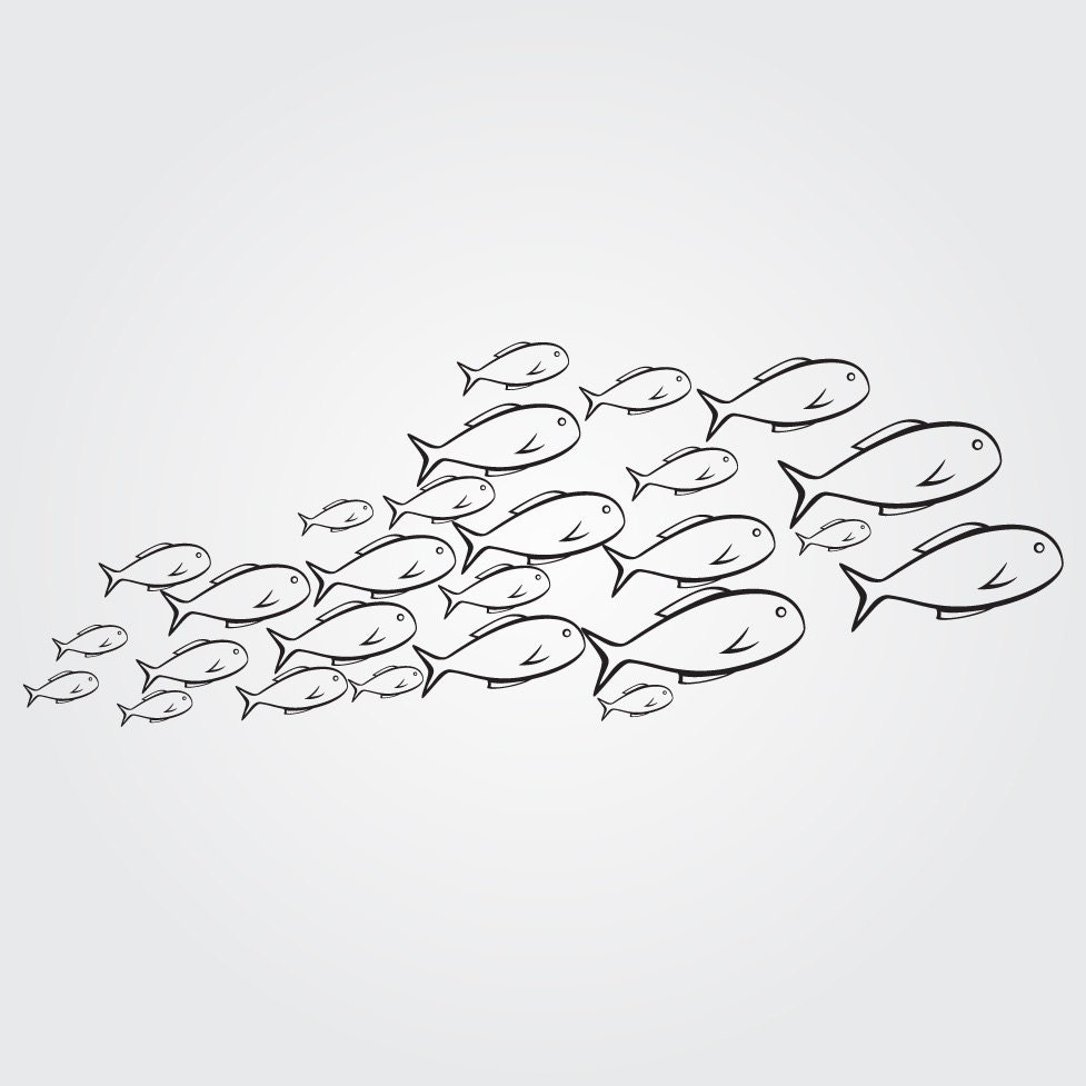 School of Fish Wall Sticker Design Group of Fish Swimming - Etsy Australia