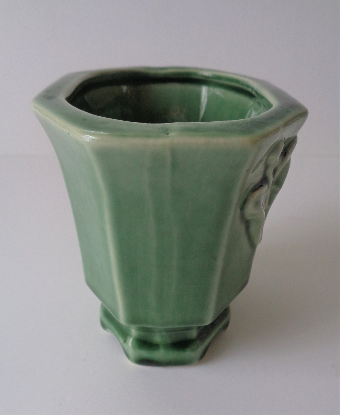 Vintage Ivy Design Green Pottery Pedestal Planter Flower Pot - Etsy