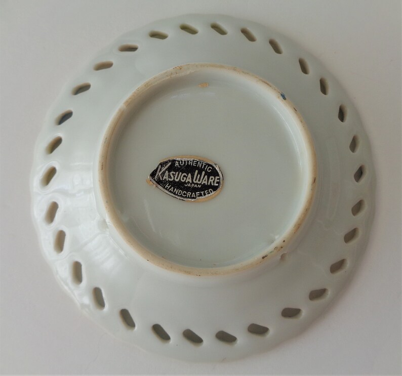 Vintage Kasuga Ware Japan Castle Design Small Lattice China Plate Hand ...