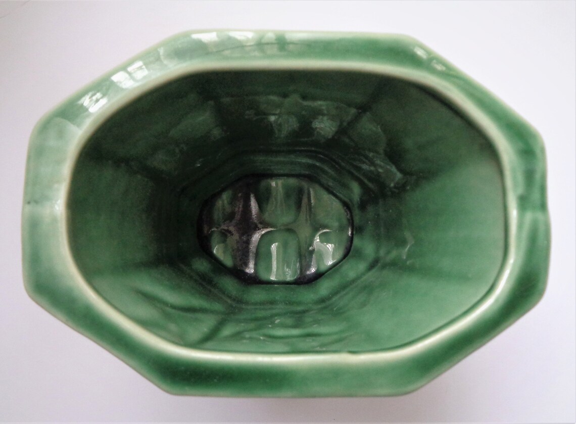 Vintage Ivy Design Green Pottery Pedestal Planter Flower Pot - Etsy