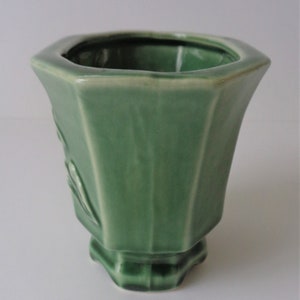Vintage Ivy Design Green Pottery Pedestal Planter Flower Pot - Etsy