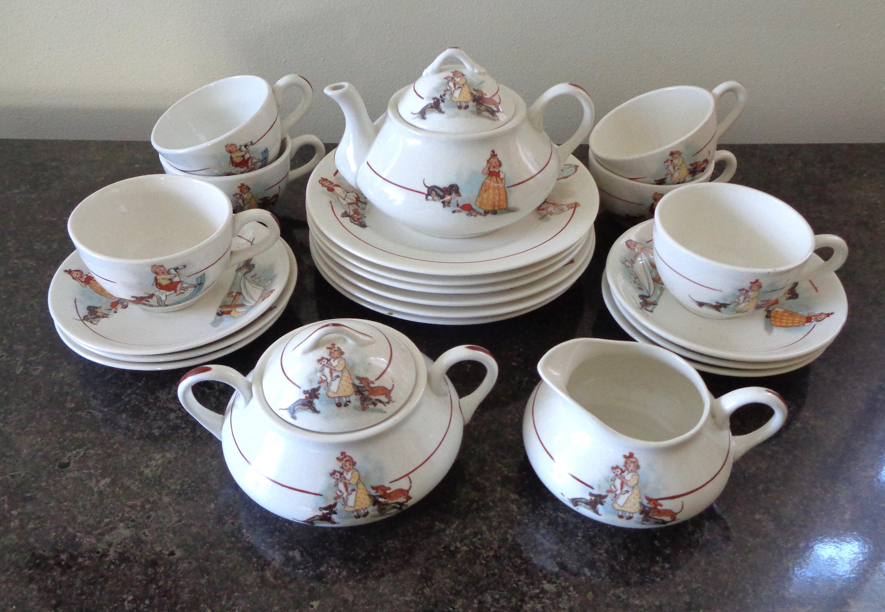 Antique Elpco Child's Tea Set, East Liverpool China 23 Piece Tea Set ...