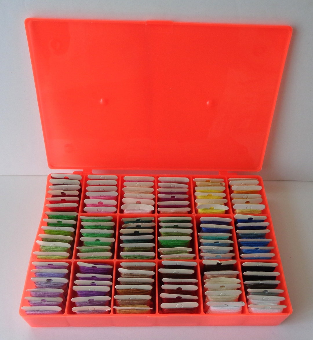 Vintage Darice Floss Organizer Orange Box With 108 Cards Embroidery ...