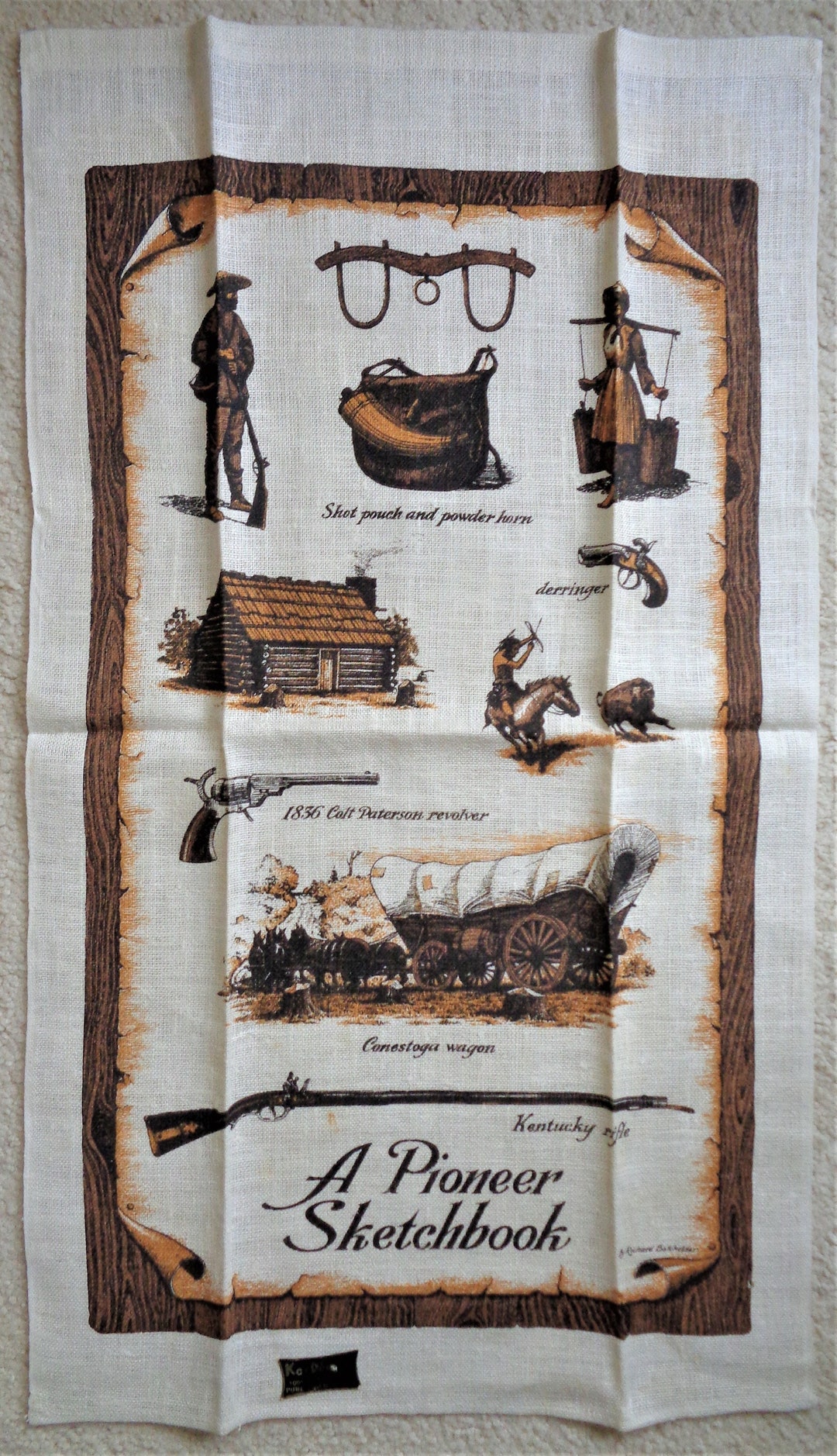 Vintage Kaydee Handprints Linen Tea Kitchen Towel A Pioneer Sketchbook ...