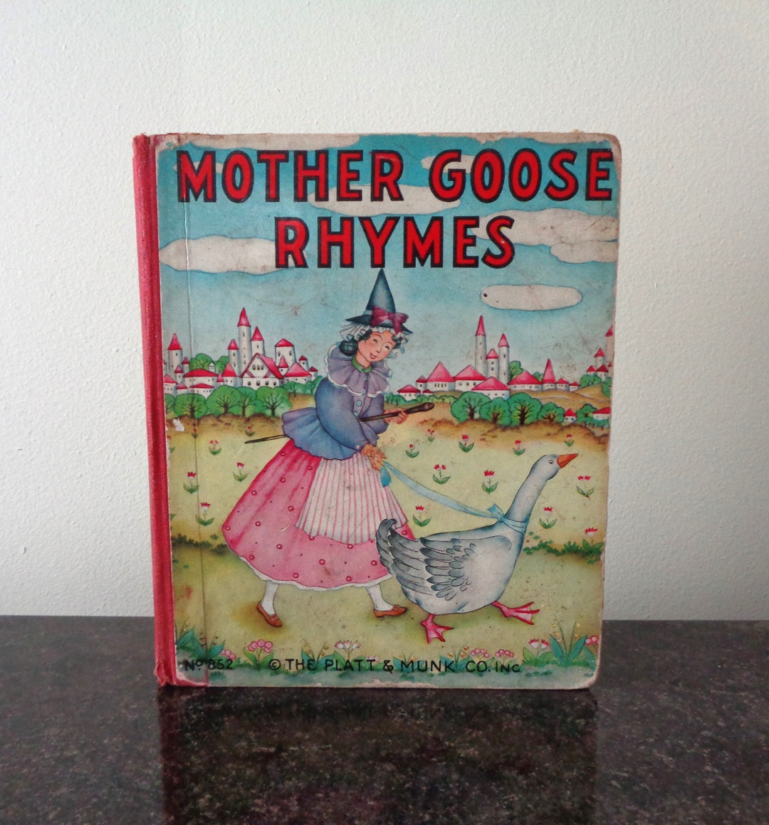 Vintage Mother Goose Rhymes Board Book Bright Color Illustrations With ...