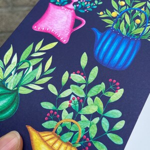 Teapot Card, Plant Card, Garden Card, Botanical Card - Etsy