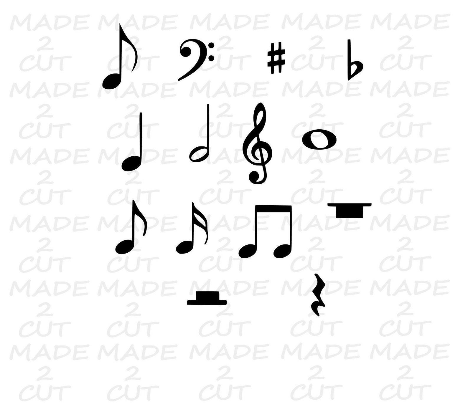 Digital Download Music Notes SVG Design Silhouette Studio - Etsy