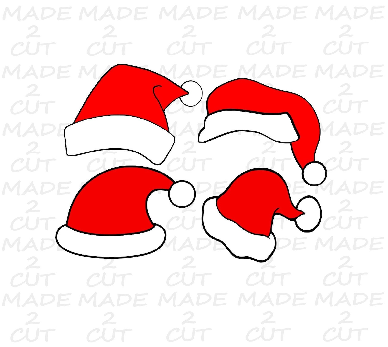 Santa Hat Svg Clip Art Christmas SVG Silhouette Studio - Etsy