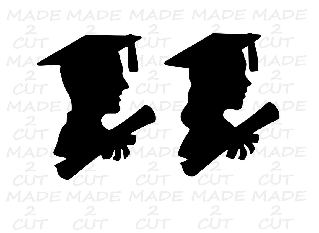 Graduation SVG - Cap and Gown Design - Boy Girl Graduation Silhouette ...