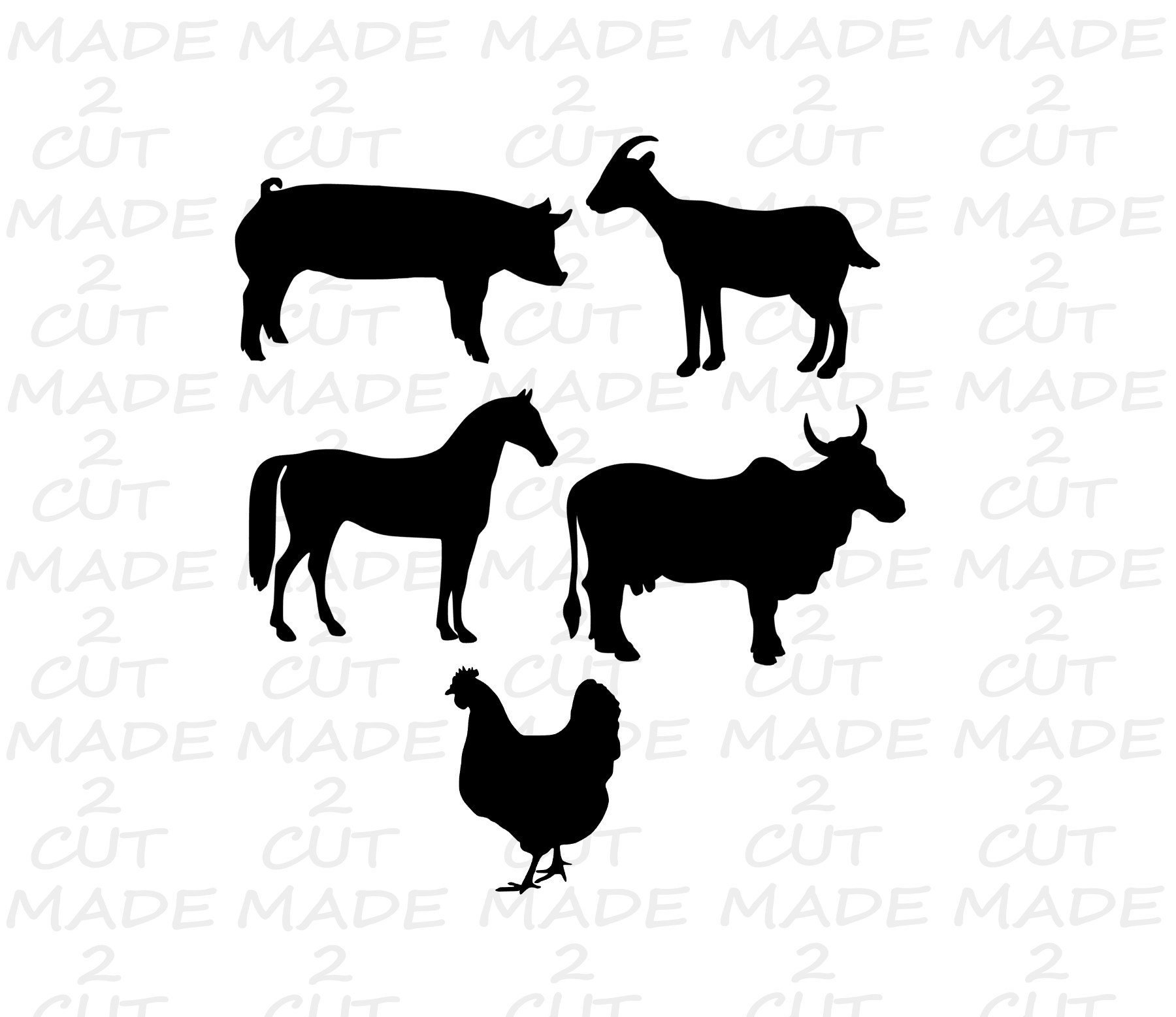 Farm Animals Svg Chicken Goat Cow Pig Horse SVG Animal Svg Farm ...