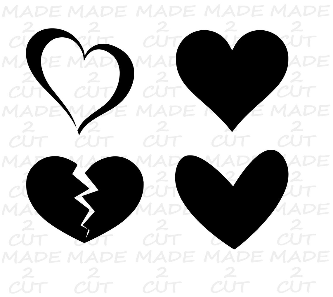 Heart Svg Heart Design Heart Bundle Silhouette Studio | Etsy