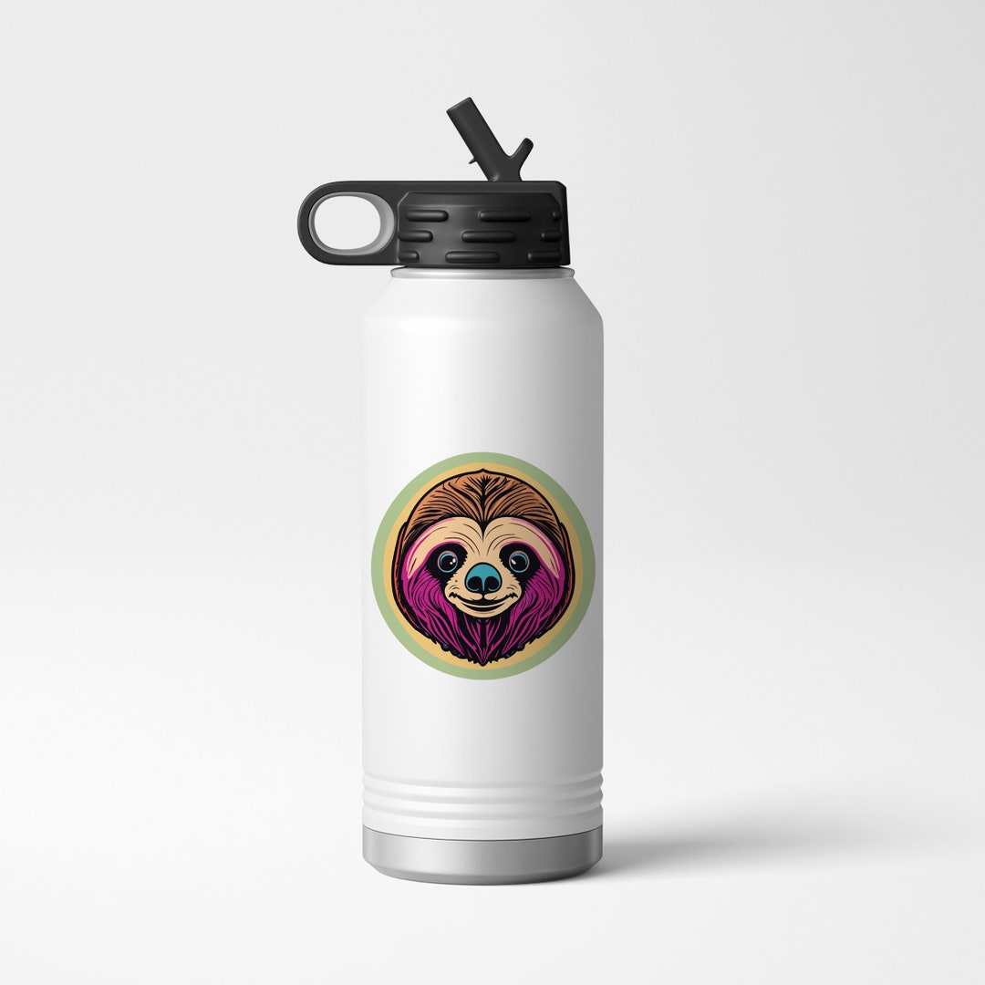 Sloth Colorful Design, Psychedelic Art, UV Printed Water Bottle 32 Oz ...